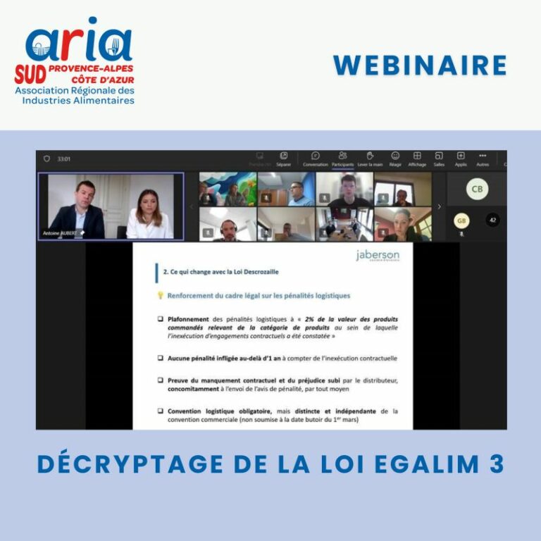 Webinaire sur le décryptage de la loi dite EGALIM 3 : enfin adoptée